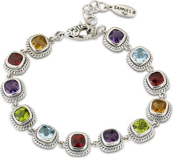 SAMUEL B. Sterling Silver Multi-Gem Station Bracelet | Nordstromrack