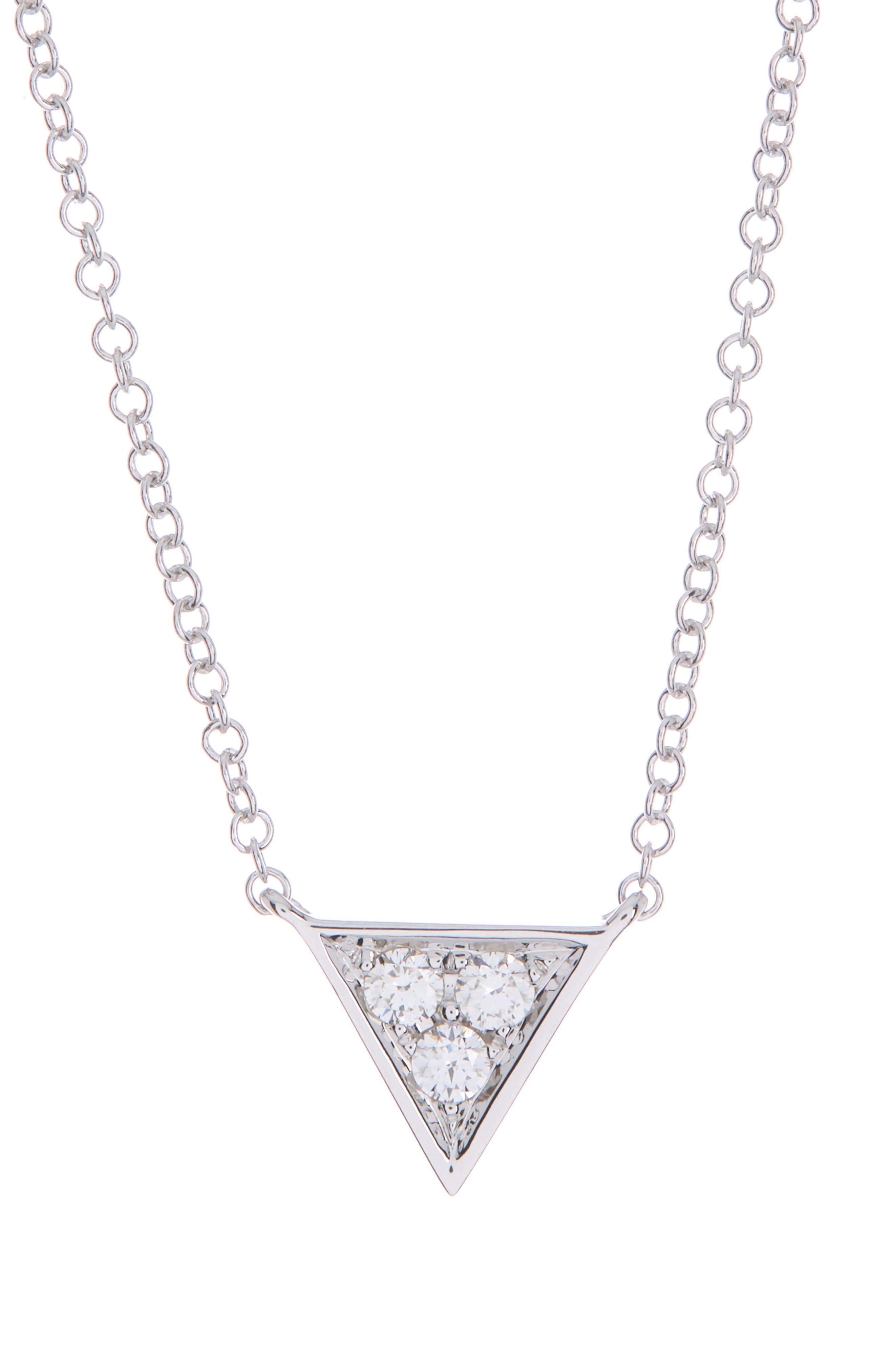 14K White Gold Diamond Triangle Pendant Necklace - 0.11 ctw (Women ...