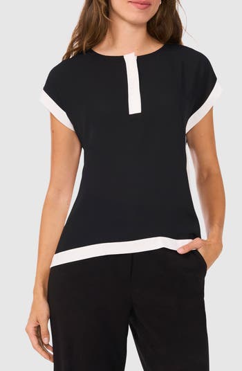 Halogen® Contrast Trim Cap Sleeve Shell | Nordstromrack