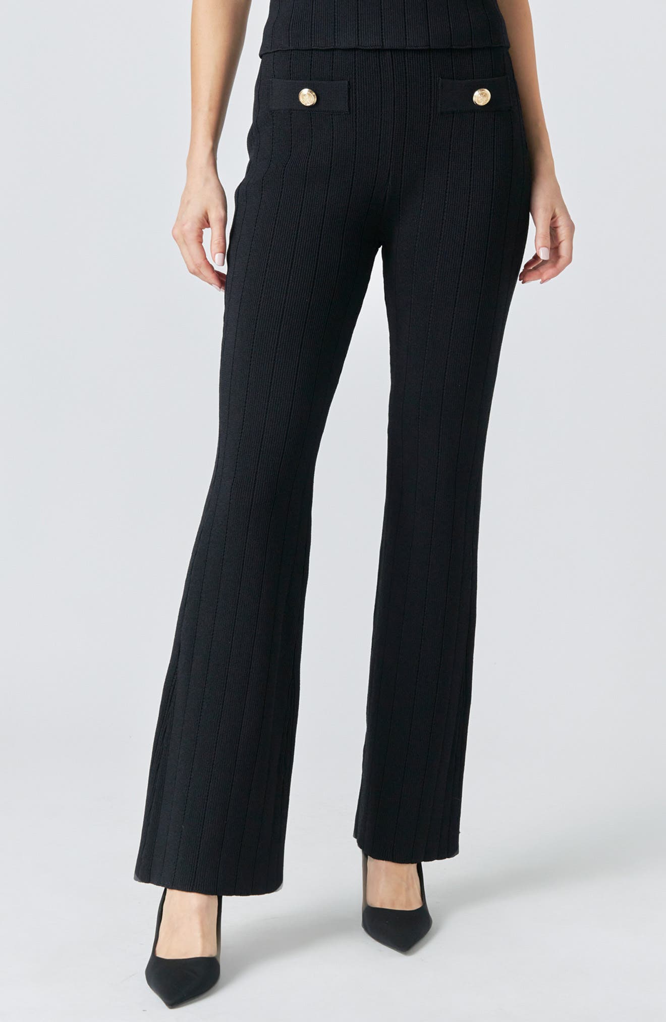 Endless Rose Ribbed Knit Flared Pants | Nordstromrack