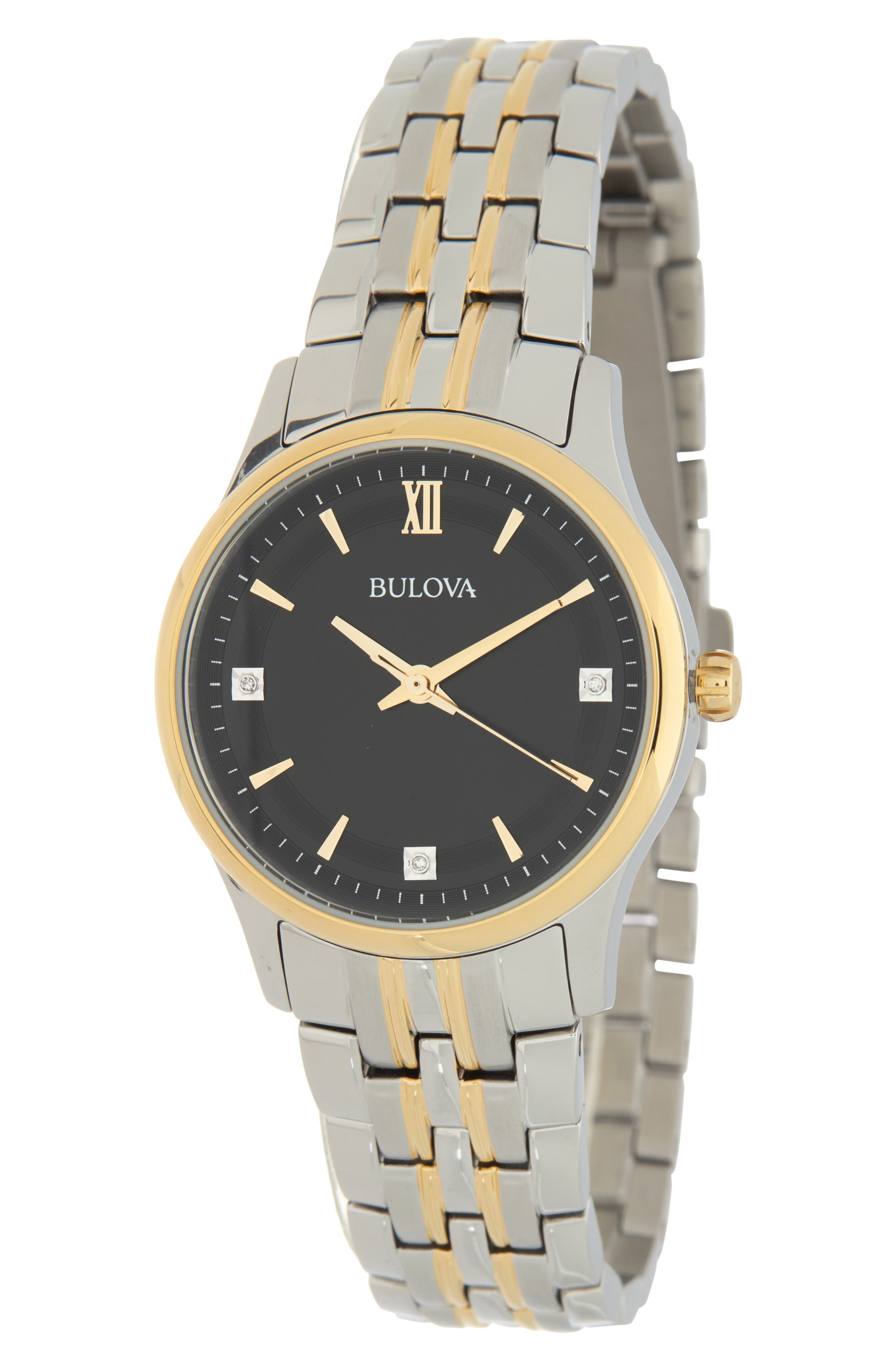 BULOVA Two-Tone Diamond Bracelet Watch, 30mm | Nordstromrack