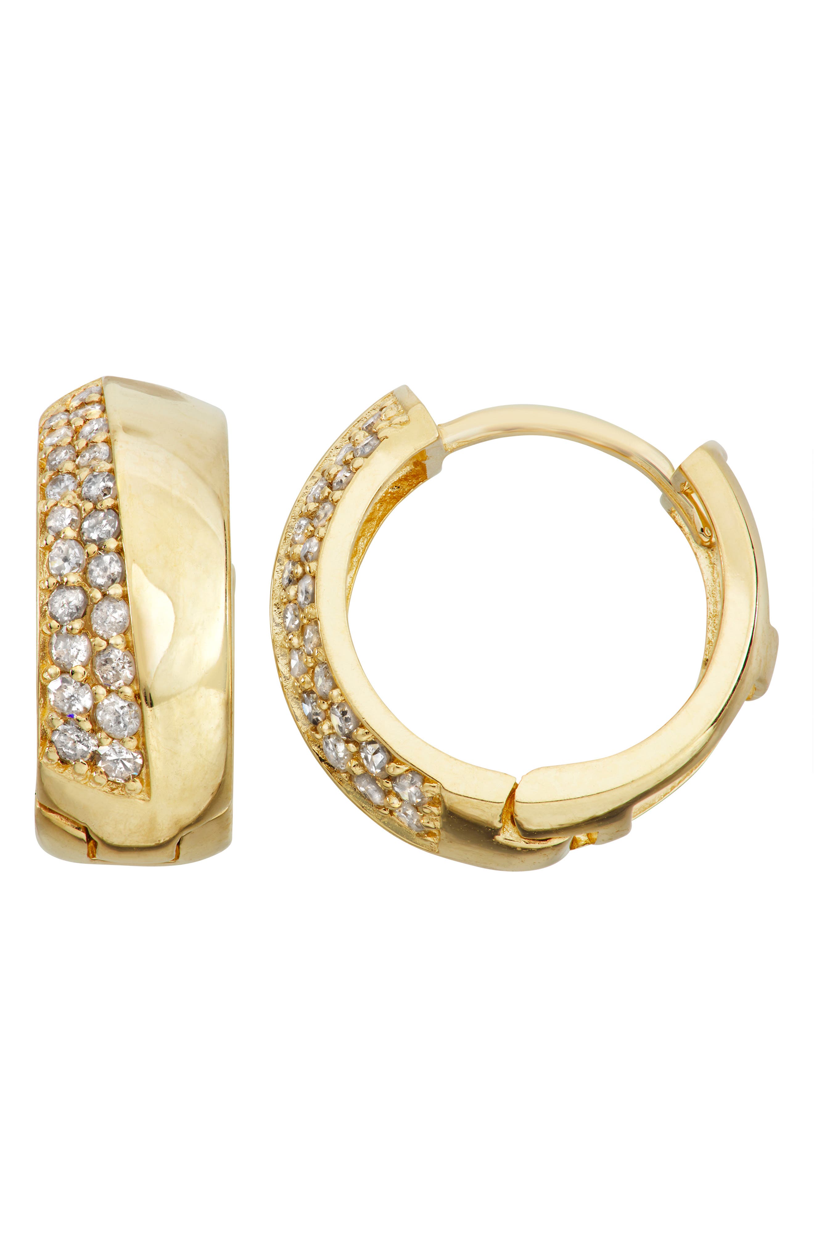 FUZION CREATIONS 10K Yellow Gold Diamond Huggie Hoop Earrings - 0.32ct ...