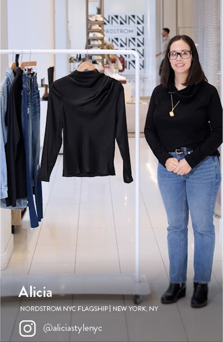 ASOS DESIGN Shoulder Pad Long Sleeve Stretch Satin Top | Nordstromrack