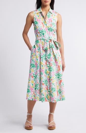 Boden Amy Sleeveless Belted Cotton Shirtdress | Nordstromrack