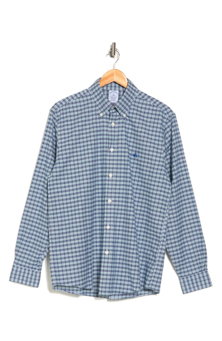 Brooks Brothers Plaid Cotton Oxford Non-Iron Regular Fit Dress Shirt ...