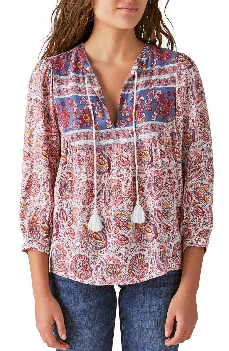 Lucky Brand Evelyn Printed Peasant Top | Nordstromrack