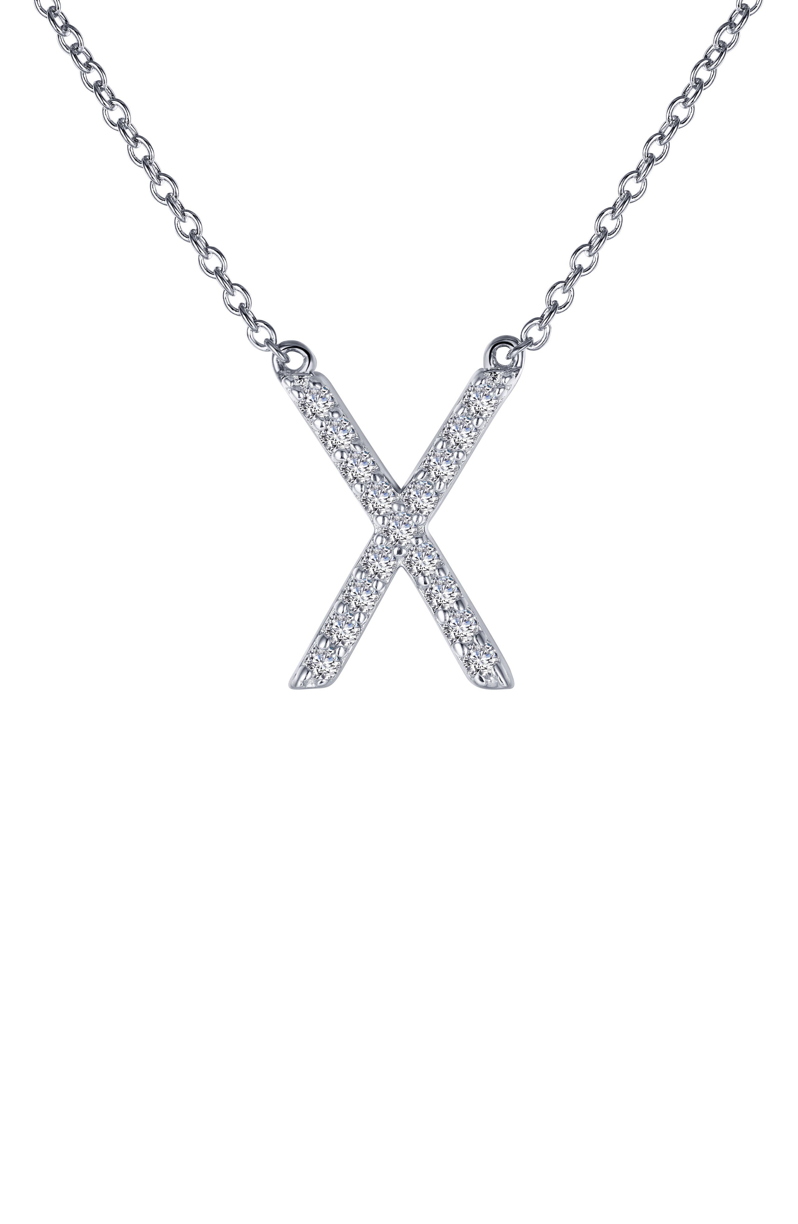 Lafonn Platinum Bonded Sterling Silver Pavé Simulated Diamond X Pendant ...