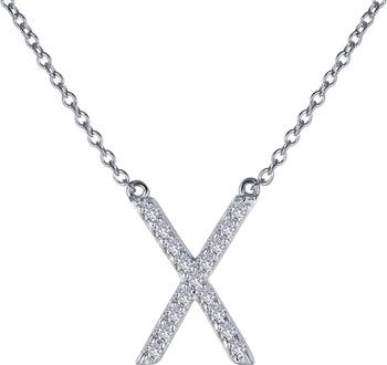 Lafonn Platinum Bonded Sterling Silver Pavé Simulated Diamond X Pendant ...