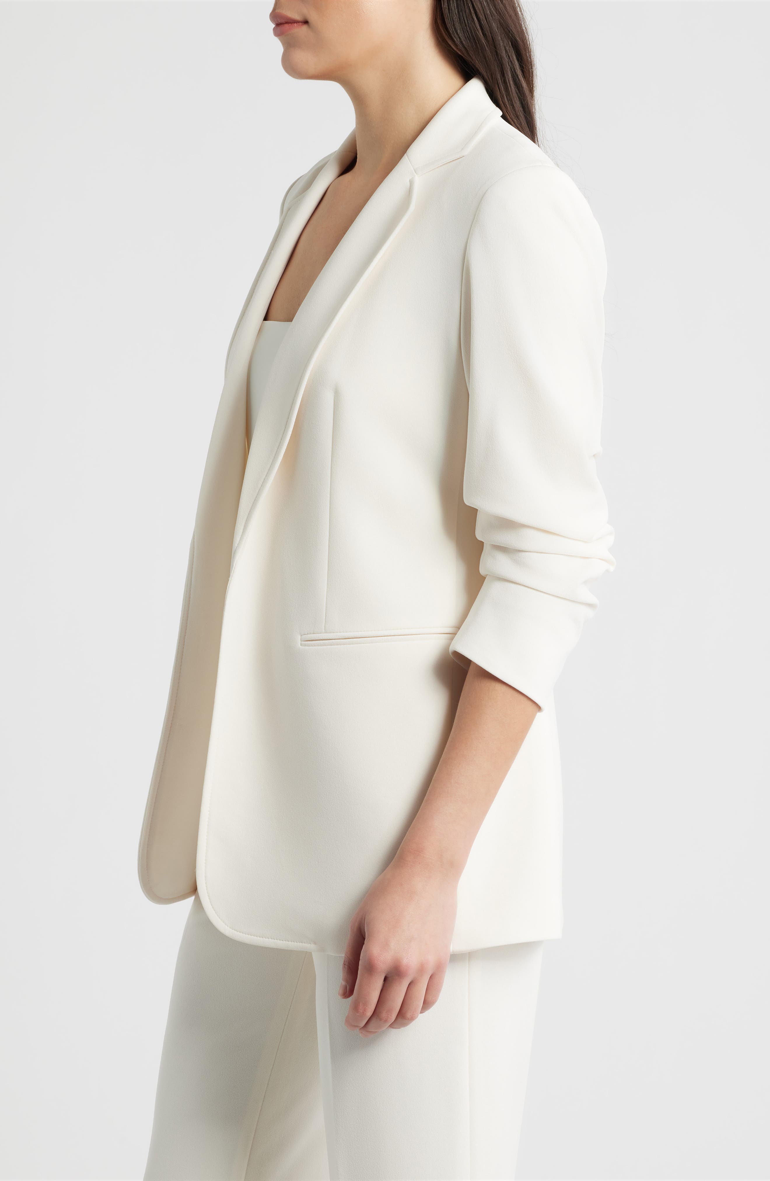 Anne Klein Open Front Scrunch Sleeve Blazer | Nordstrom