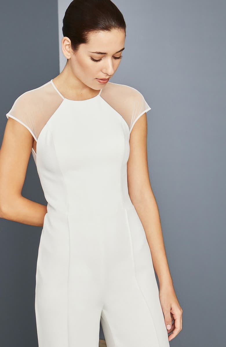 Amsale Cutout Mesh Back Stretch Crepe Jumpsuit | Nordstromrack