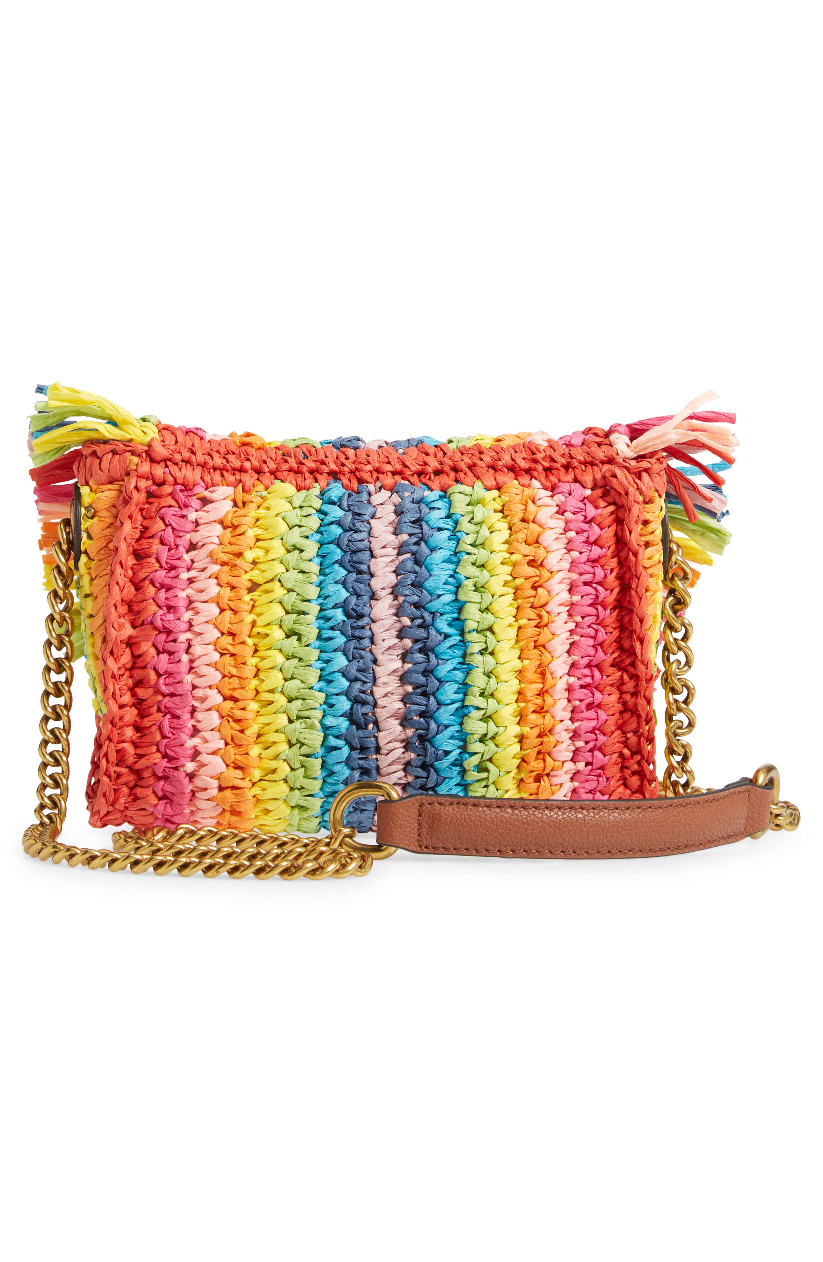 Kurt Geiger London Mini Kensington Rainbow Raffia Crossbody Bag ...