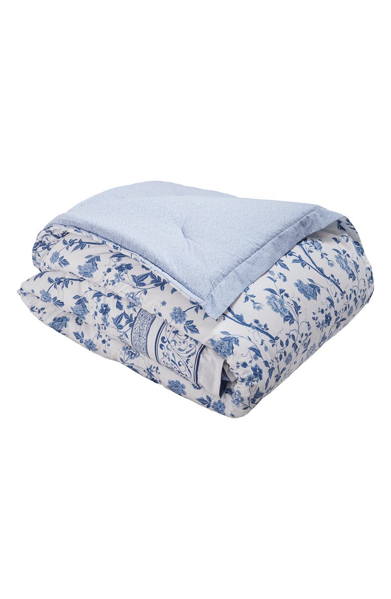 Laura Ashley Veronique 4-Piece Blue Floral Cotton King Comforter Set ...