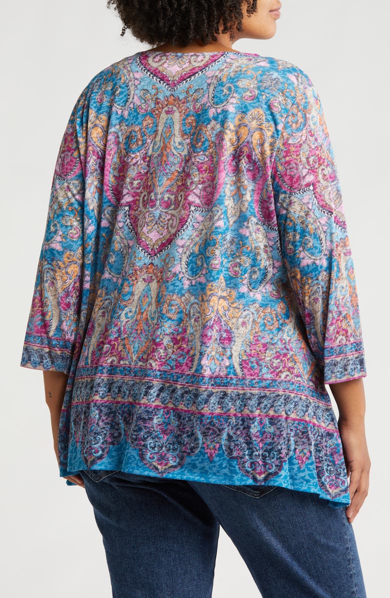 RUBY RD Filigree Stone Embellished Long Sleeve Top | Nordstromrack
