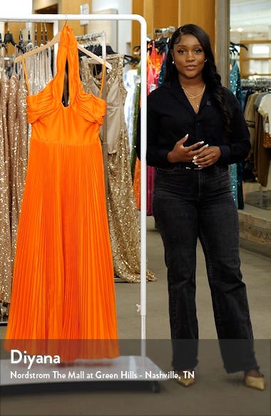 Hutch Pleated Crossover Halter Gown | Nordstrom