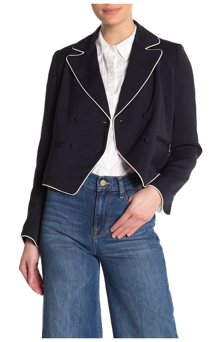 FRAME Contrast Pip Cropped Blazer | Nordstromrack