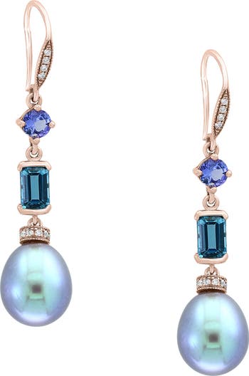 EFFY 14K Rose Gold Diamond, London Blue Topaz, Tanzanite, & Freshwater ...