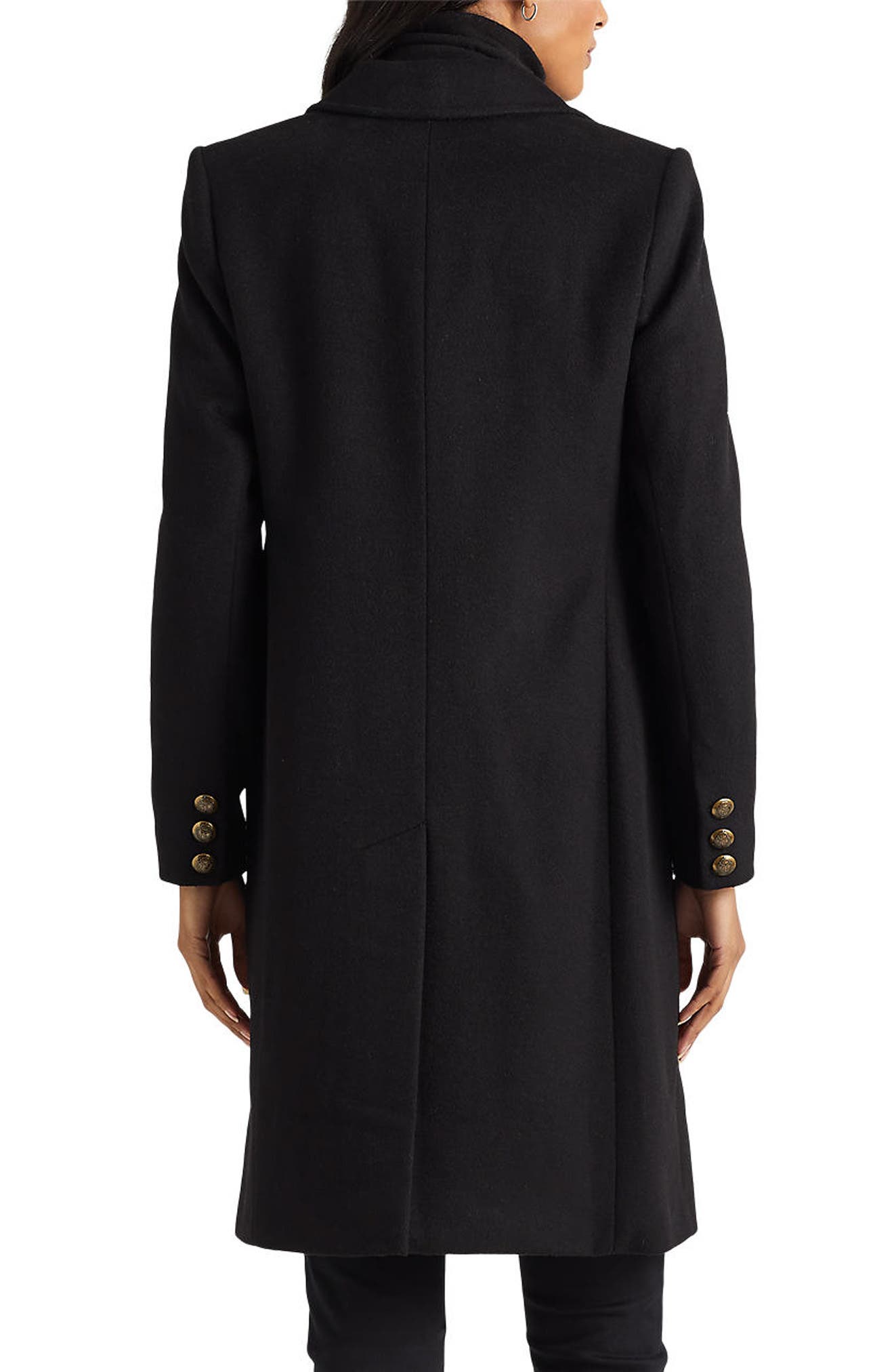 Lauren Ralph Lauren Crest Patch Wool Blend Reefer Coat | Nordstrom