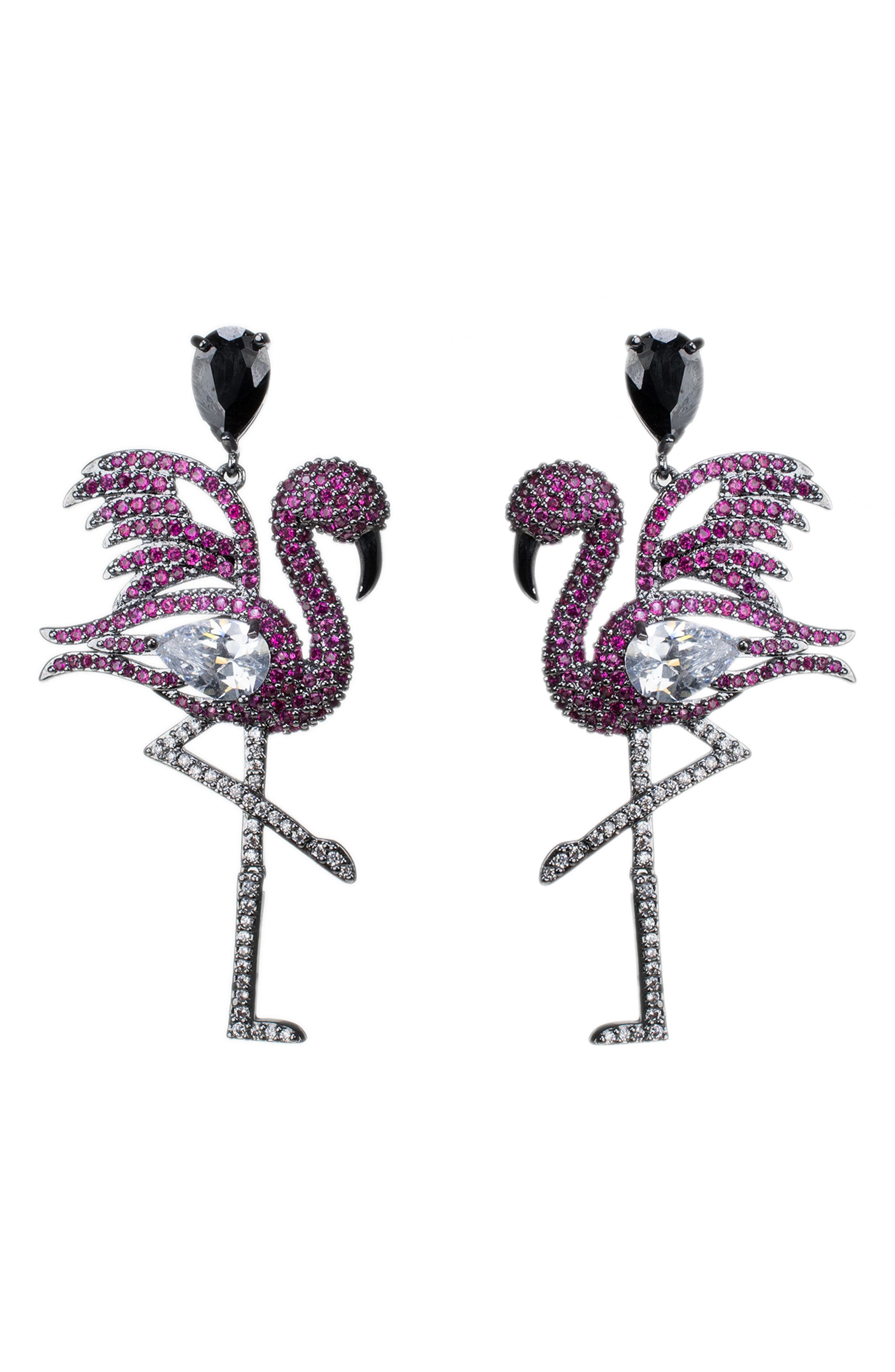 CZ by Kenneth Jay Lane Pave Flamingo Pear Drop Earrings | Nordstromrack