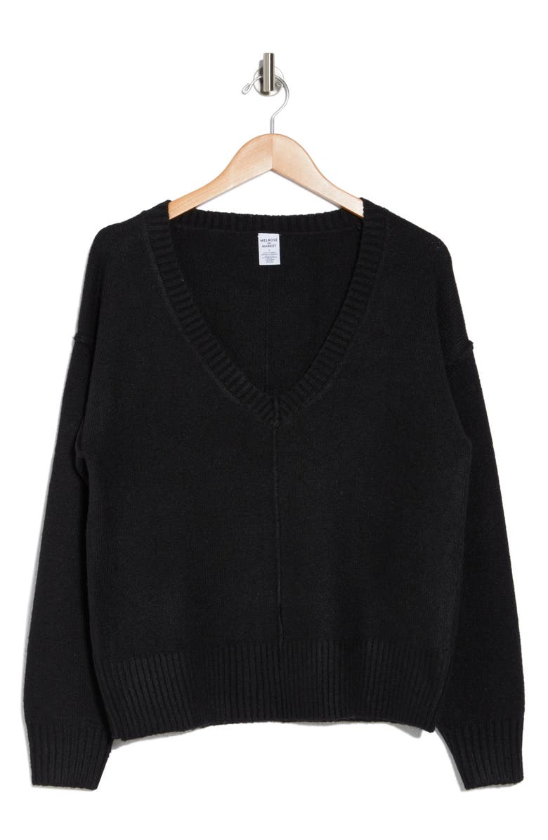 Melrose and Market Seamed V-Neck Pullover Sweater | Nordstromrack