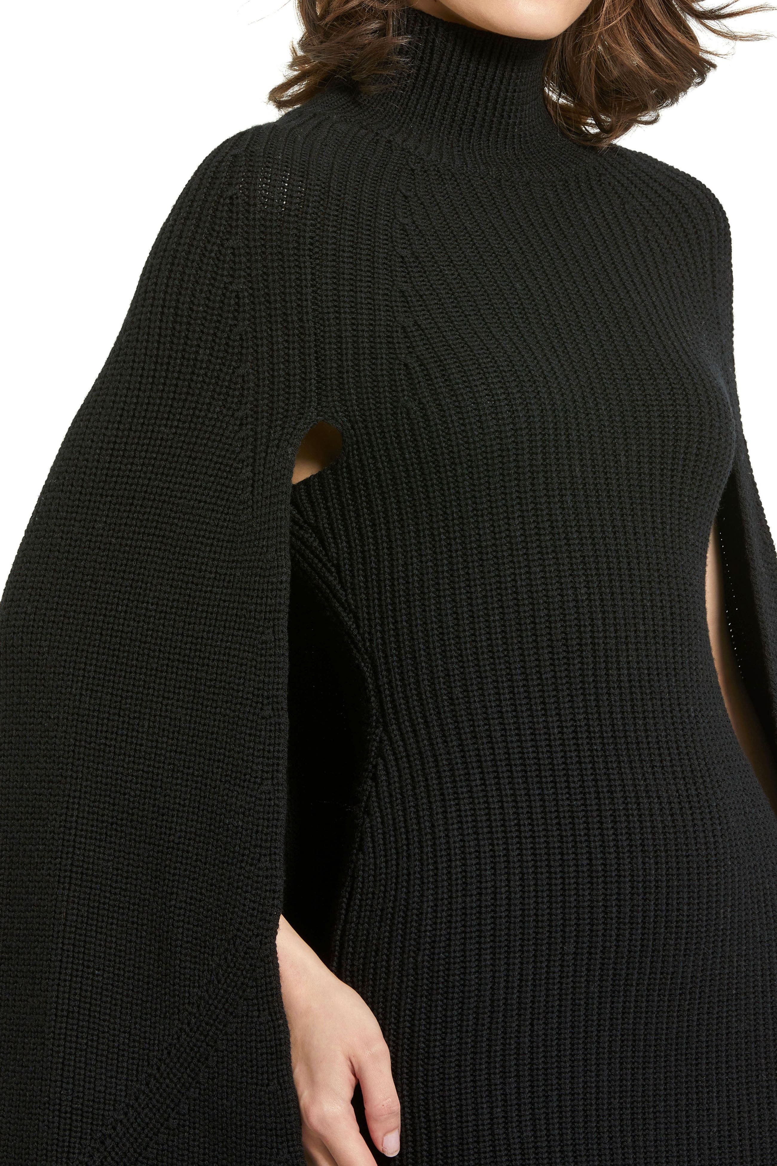 Mac Duggal Turtle Neck Knit Cape Mini Dress | Nordstrom