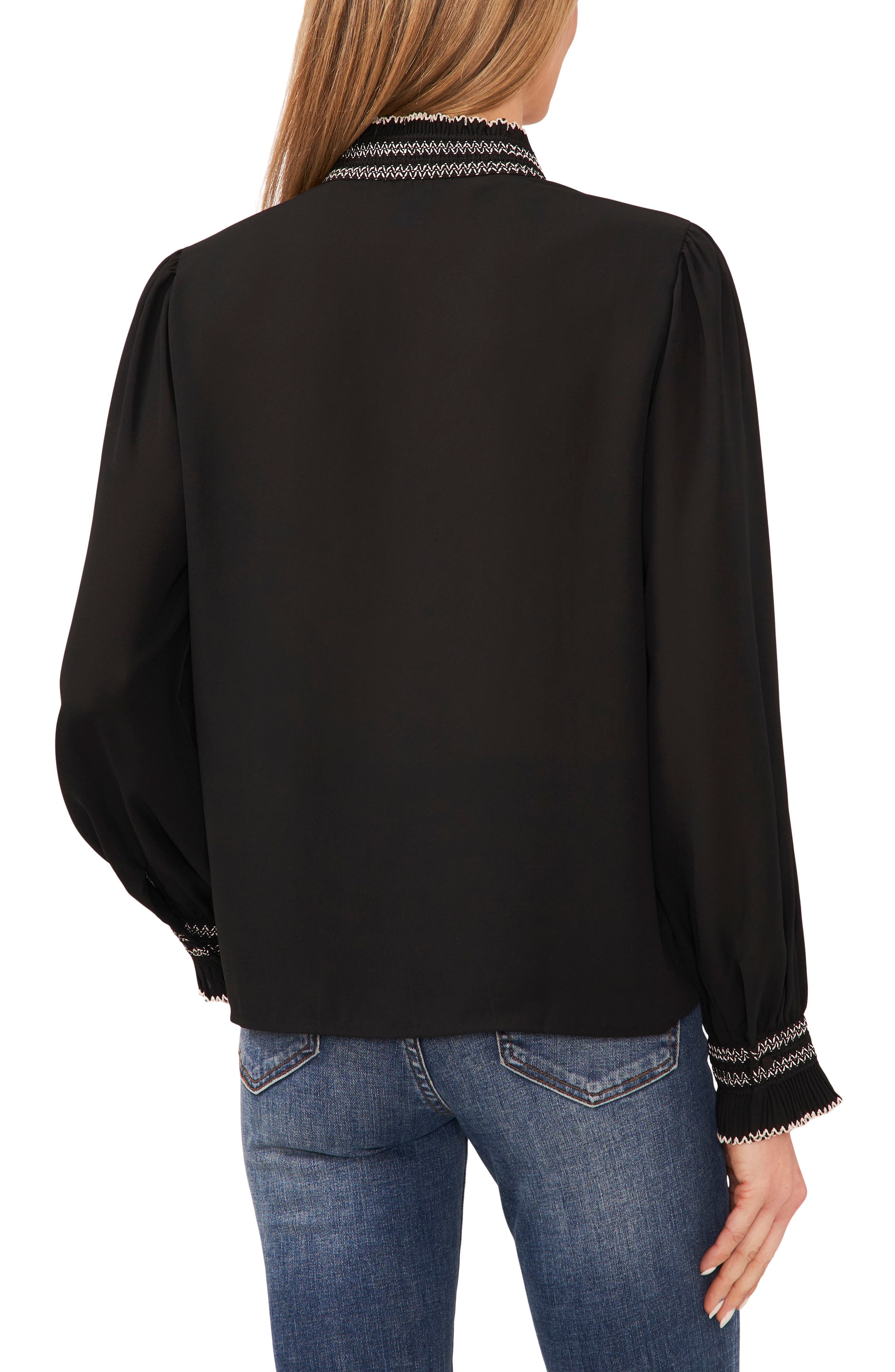 CeCe Contrast Stitch Pintuck Shirt | Nordstromrack