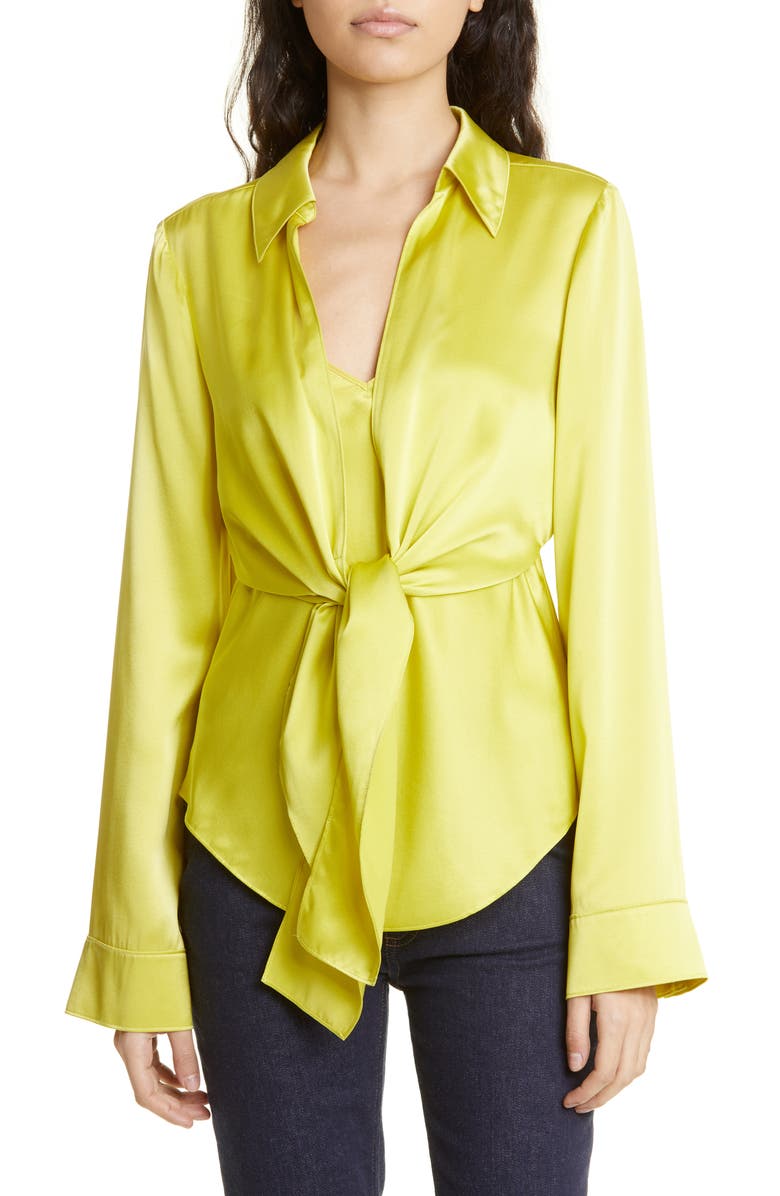 Cinq à Sept Ally Tie Front Silk Top | Nordstromrack