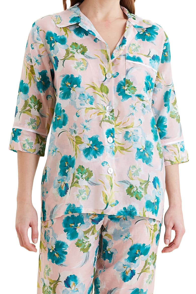Audrey Floral Cotton & Silk Crop Pajamas (Women) | Nordstromrack