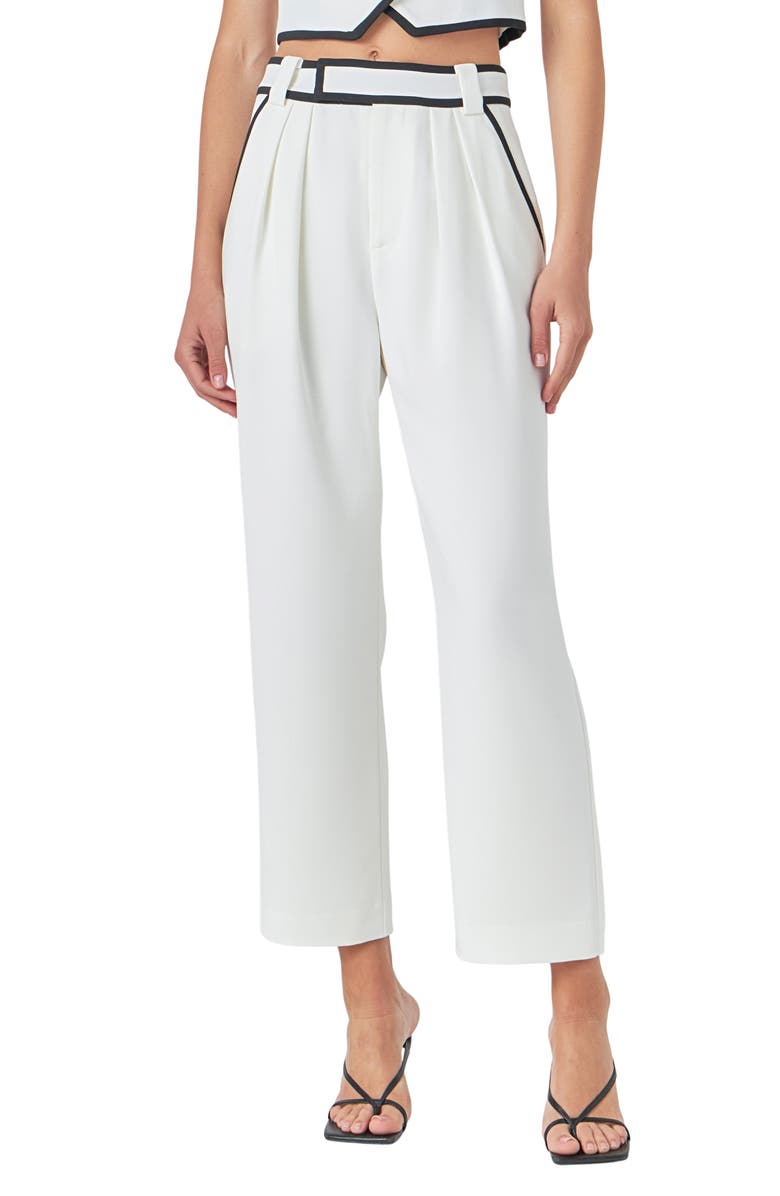 Endless Rose Contrast Binding Straight Leg Pants | Nordstrom