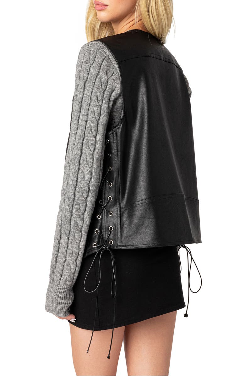 EDIKTED Kara Oversize Lace-Up Faux Leather Vest | Nordstrom