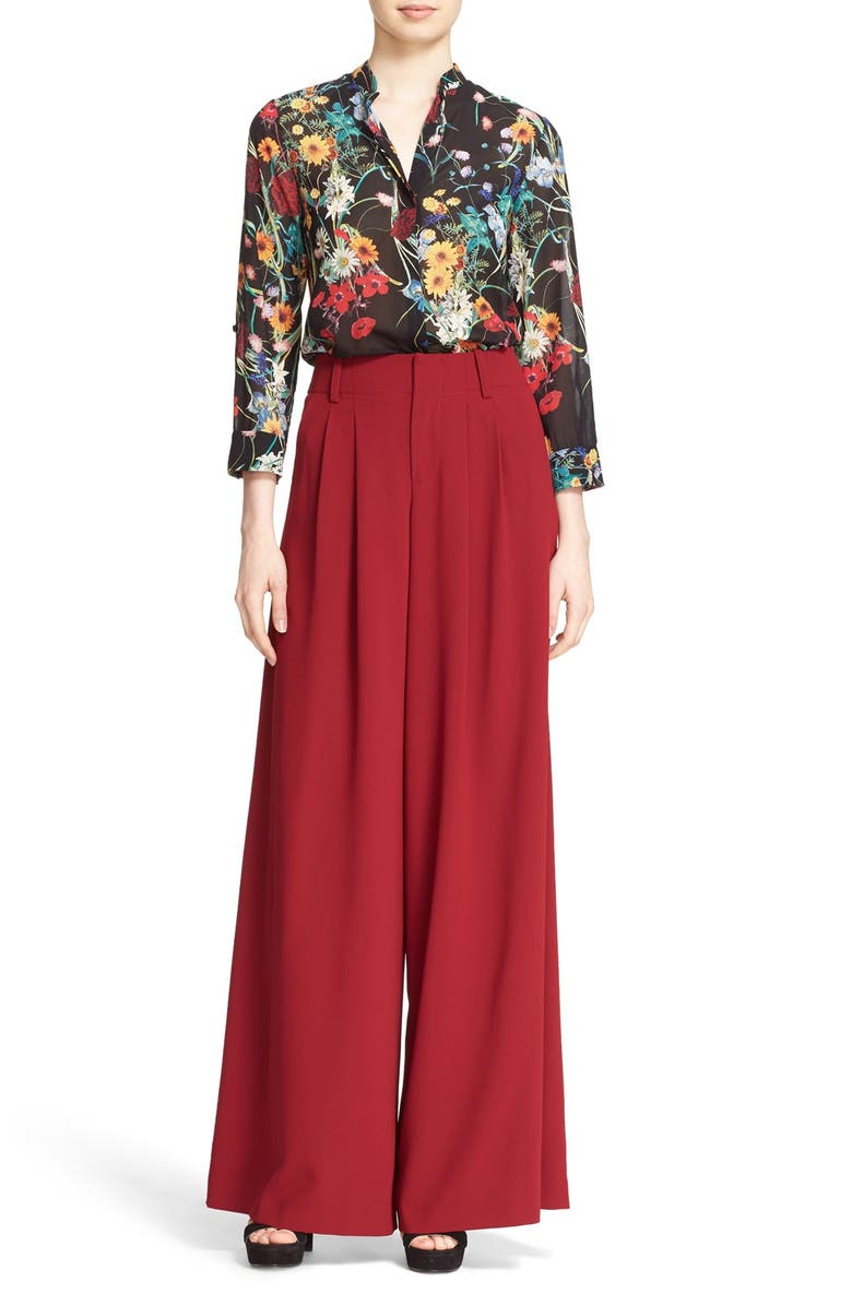 Alice + Olivia Eloise Print Mandarin Collar Blouse | Nordstrom