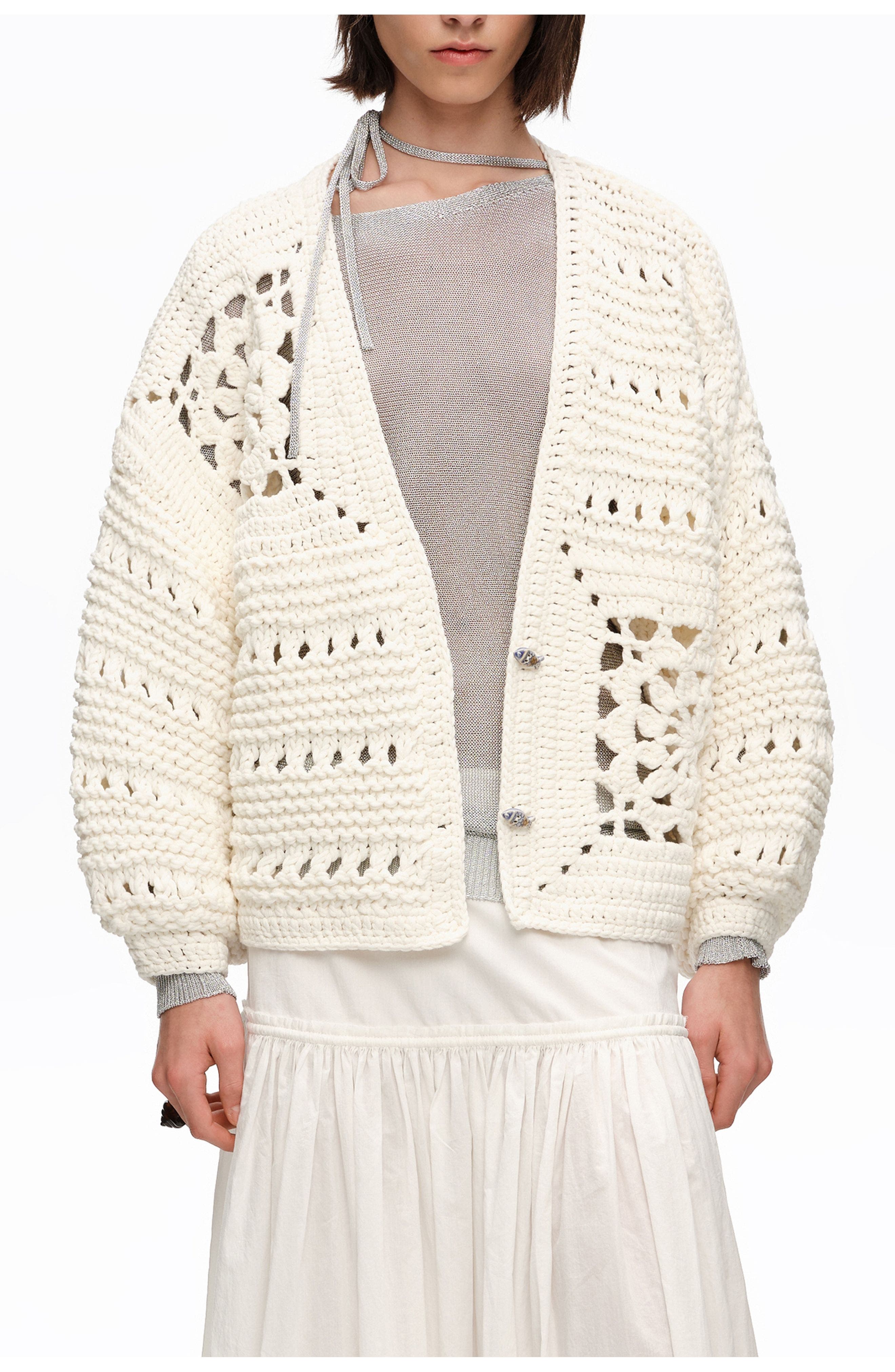Bimba y Lola Crochet Balloon-Fit Cardigan | Nordstrom