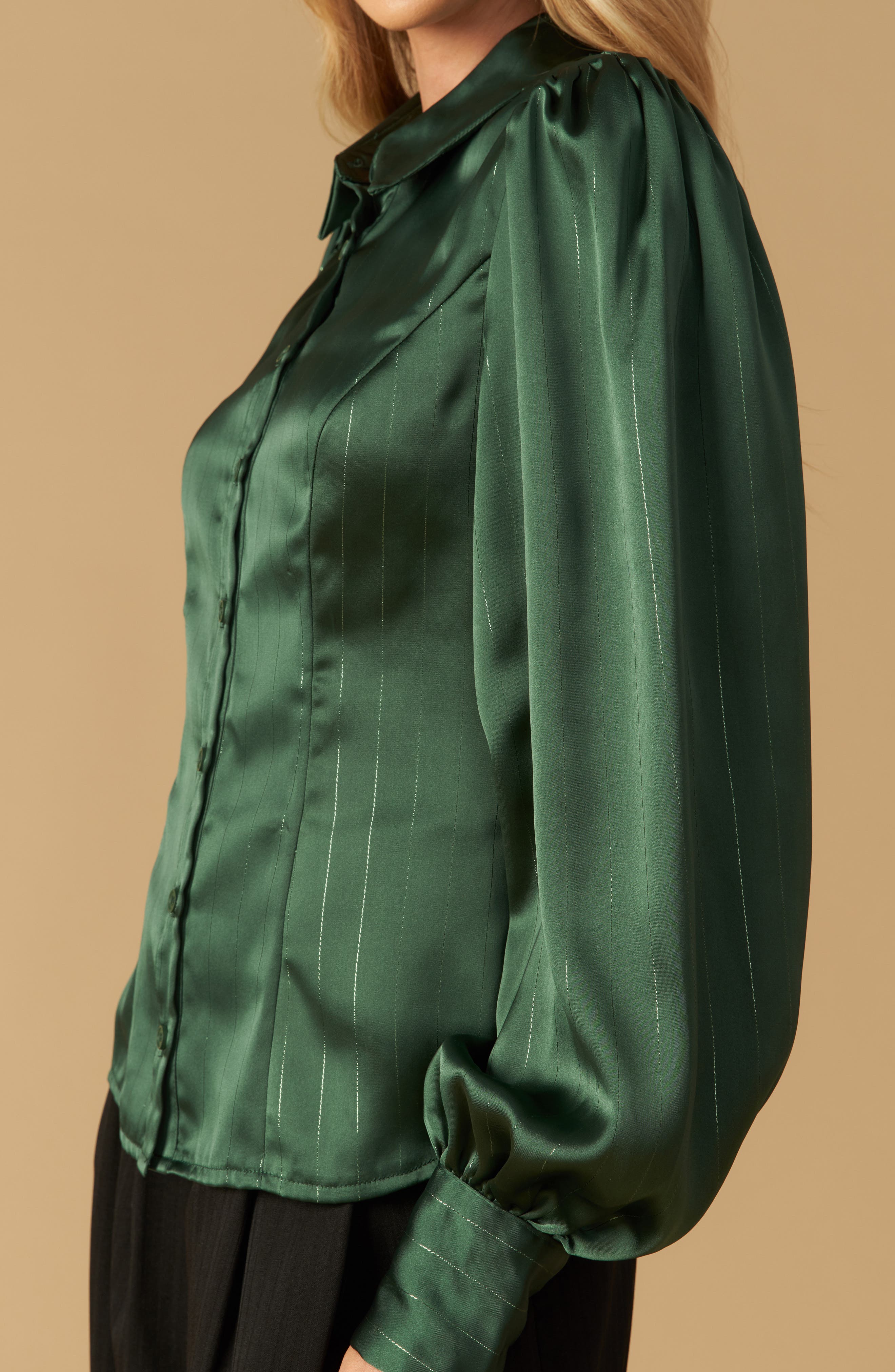 FLYING TOMATO Long Sleeve Satin Button-Up Shirt | Nordstromrack