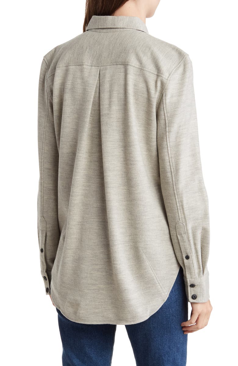 rag & bone Luisa Long Sleeve Front Pocket Wool Blouse | Nordstromrack
