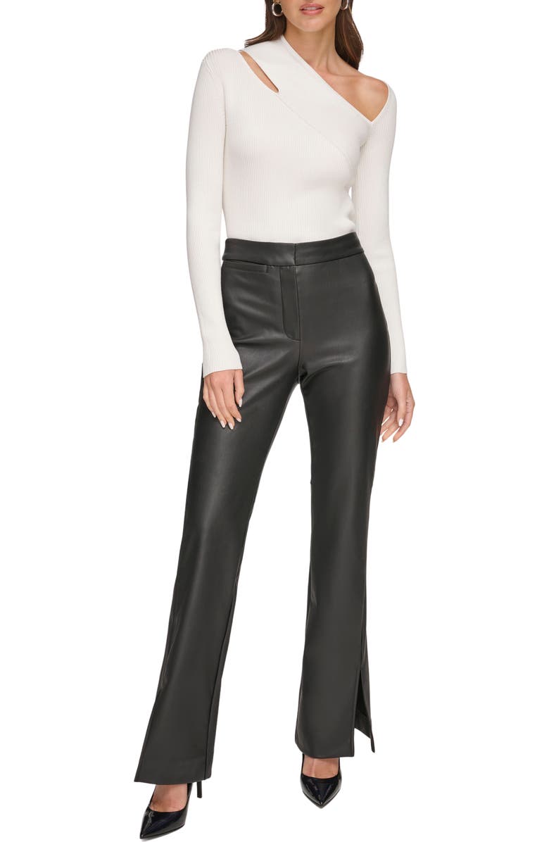 DKNY Slit Hem Flare Faux Leather Pants | Nordstrom