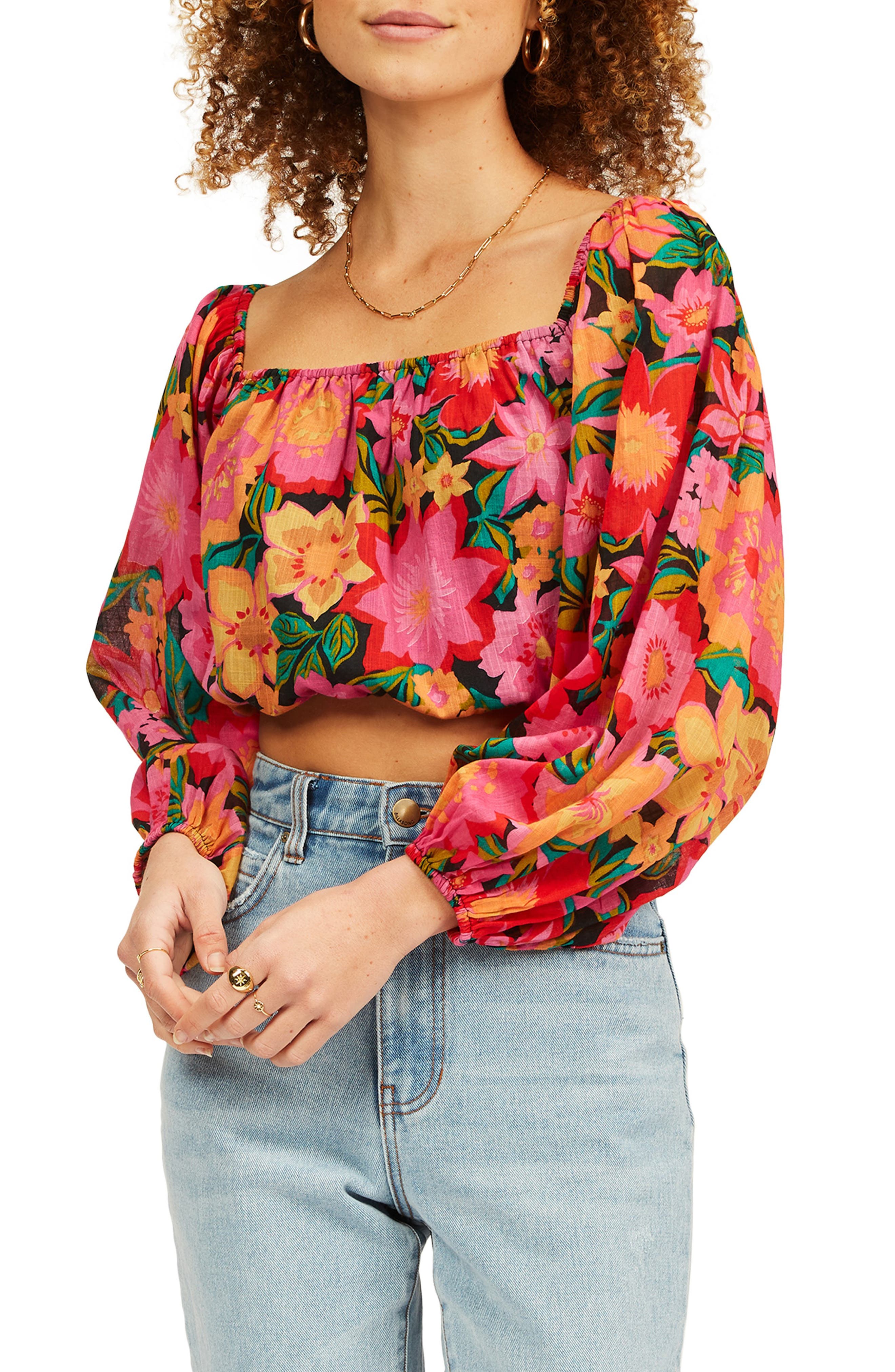 Billabong x Sincerely Jules Sun Daze Floral Crop Top | Nordstromrack
