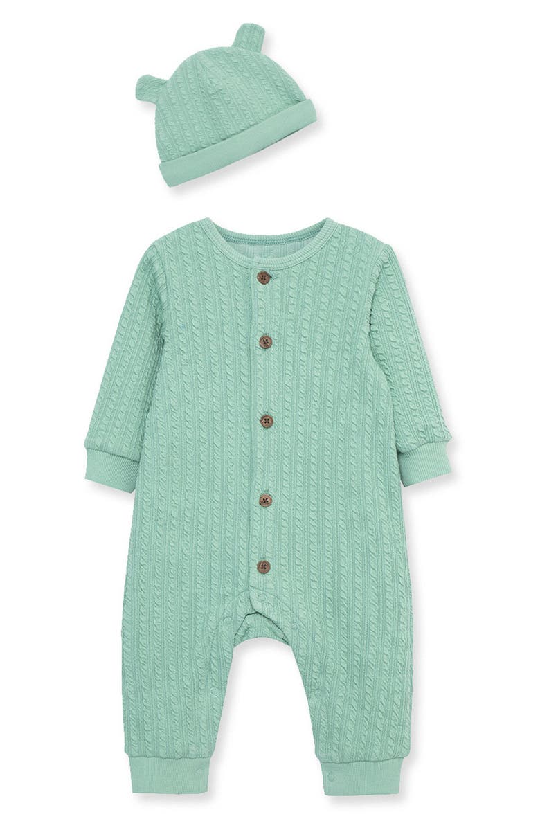 Little Me Cable Knit Romper & Hat Set | Nordstromrack