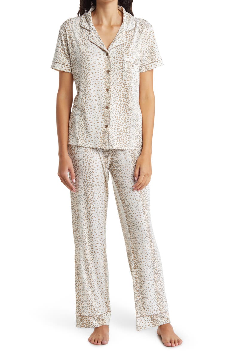 Nicole Miller Notch Collar Short Sleeve Leopard Top & Pants | Nordstromrack