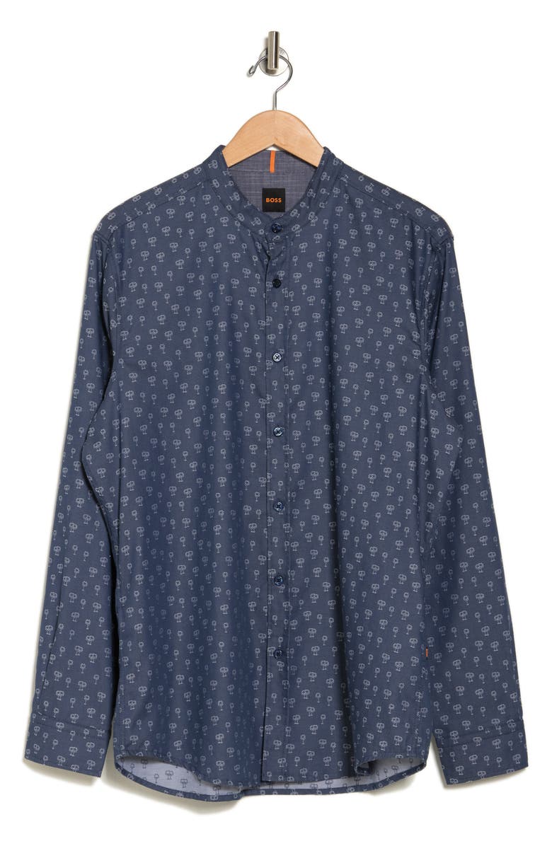 BOSS Race Band Collar Stretch Cotton Button-Up Shirt | Nordstromrack