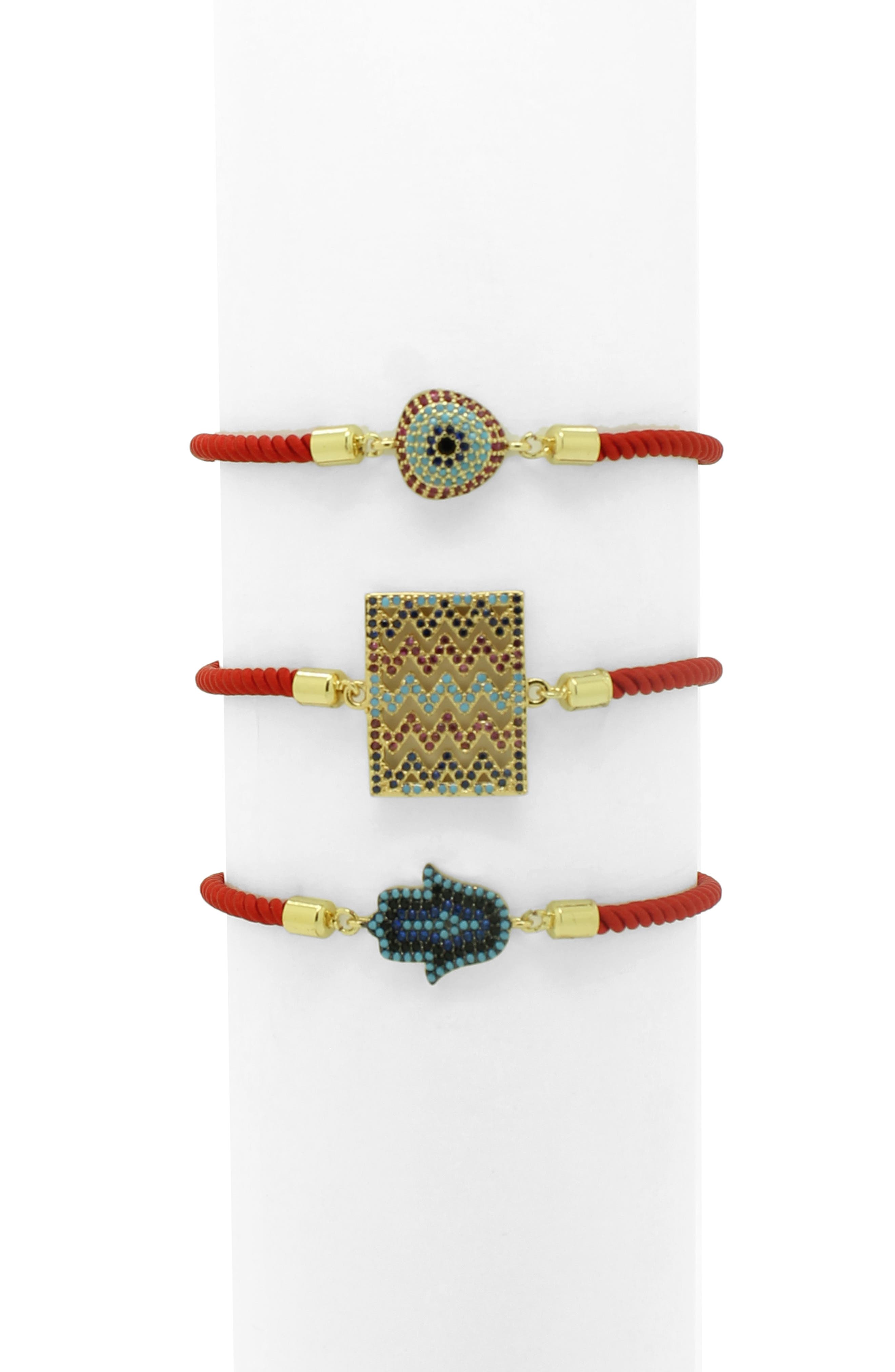 EYE CANDY LOS ANGELES Harraz Red Corduroy Adjustable Bracelet - Set of ...