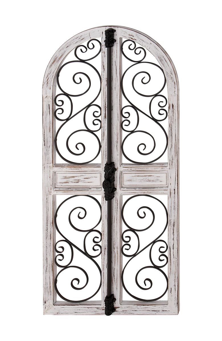 SONOMA SAGE HOME Gray Wood Arched Window Inspired Scroll Wall Decor ...