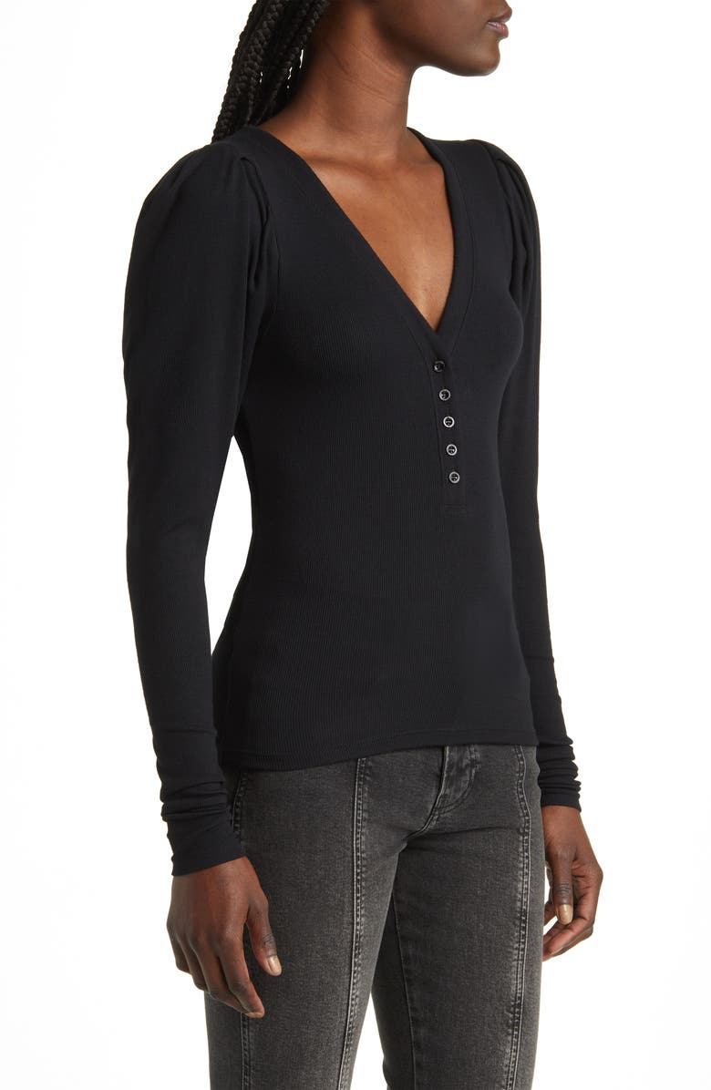 FRAME Puff Shoulder Rib Henley | Nordstromrack
