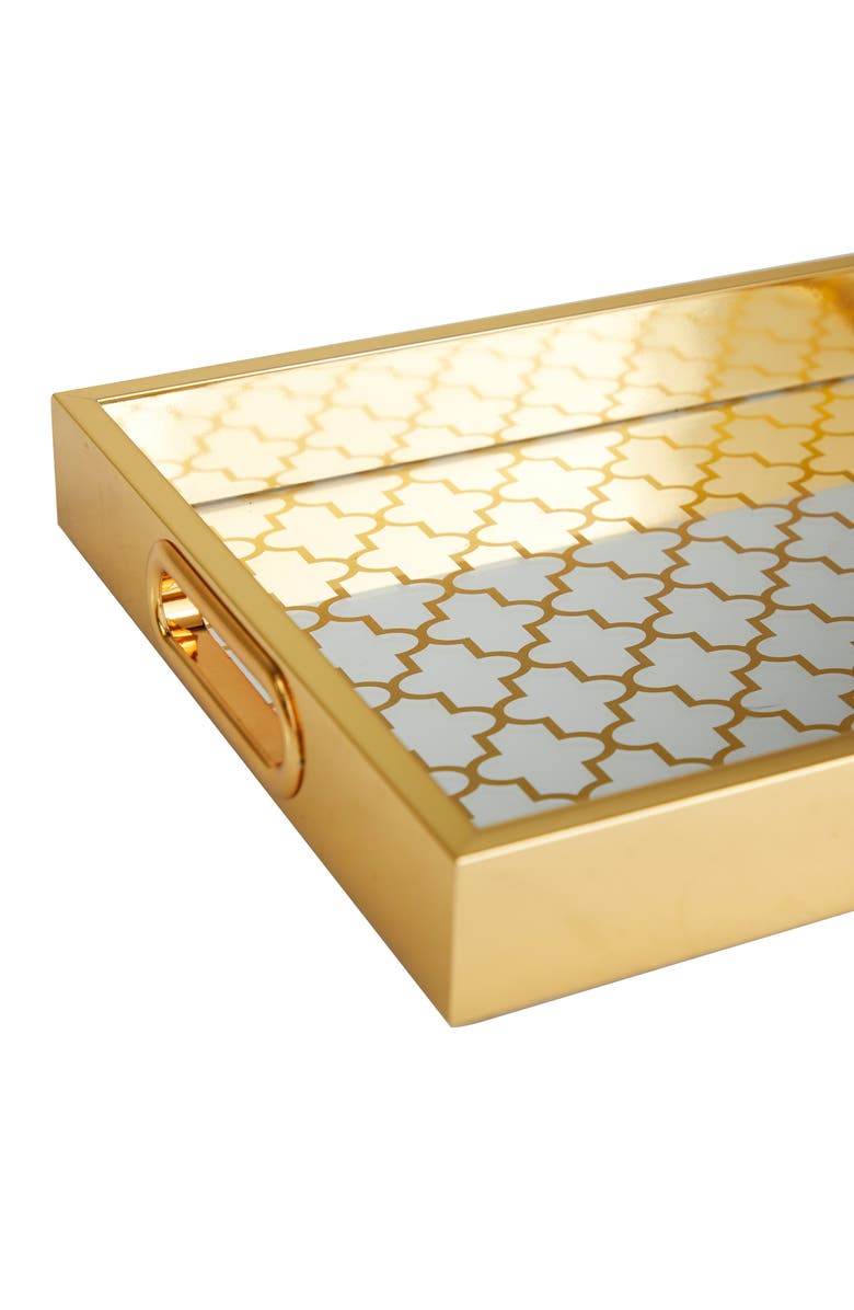 VIVIAN LUNE HOME Gold Plastic Mirrored Geometric Tray - Set of 2 ...