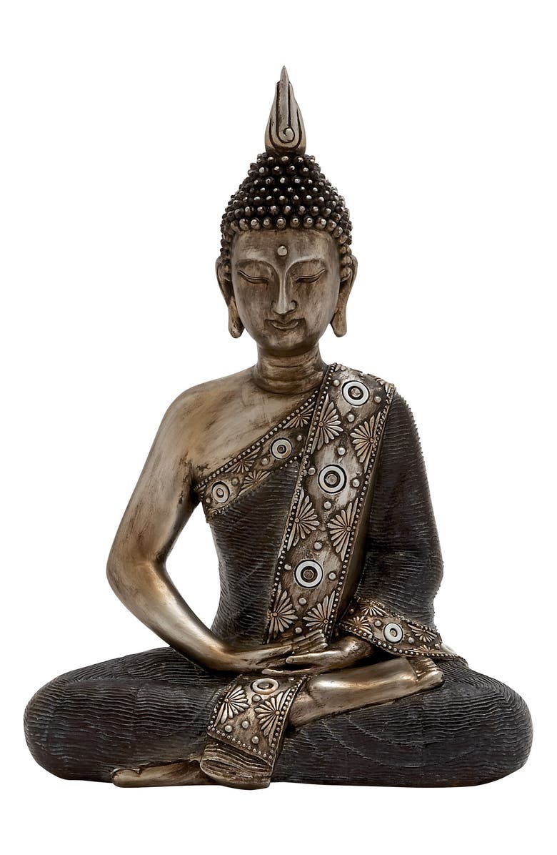 VIVIAN LUNE HOME Brass Polystone Bohemian Buddha Sculpture with ...