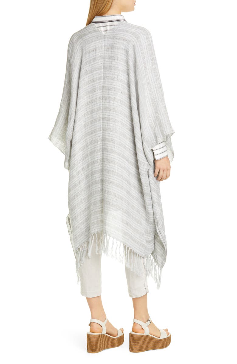 Brunello Cucinelli Metallic Linen Blend Open Front Poncho | Nordstrom