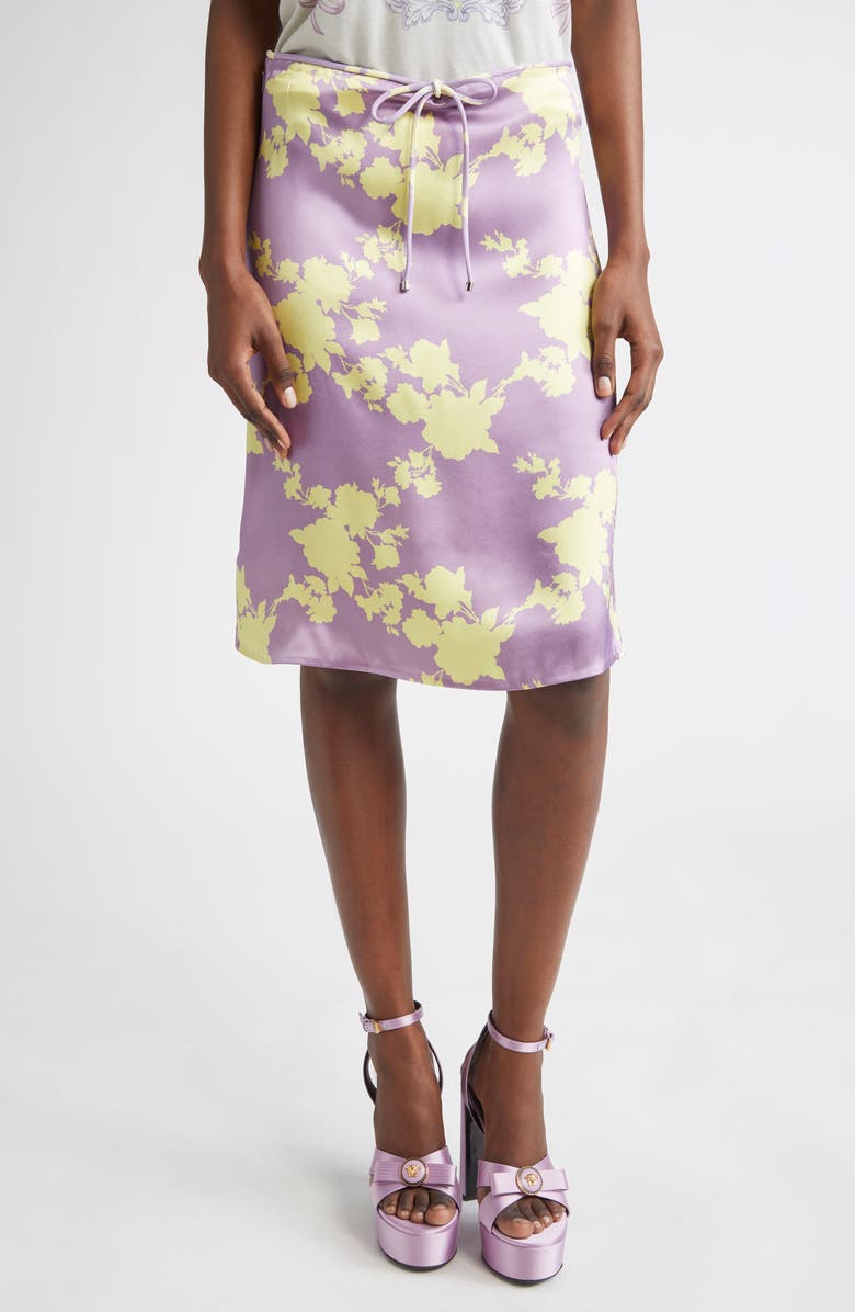 Versace Wild Roses Print Satin Skirt | Nordstromrack