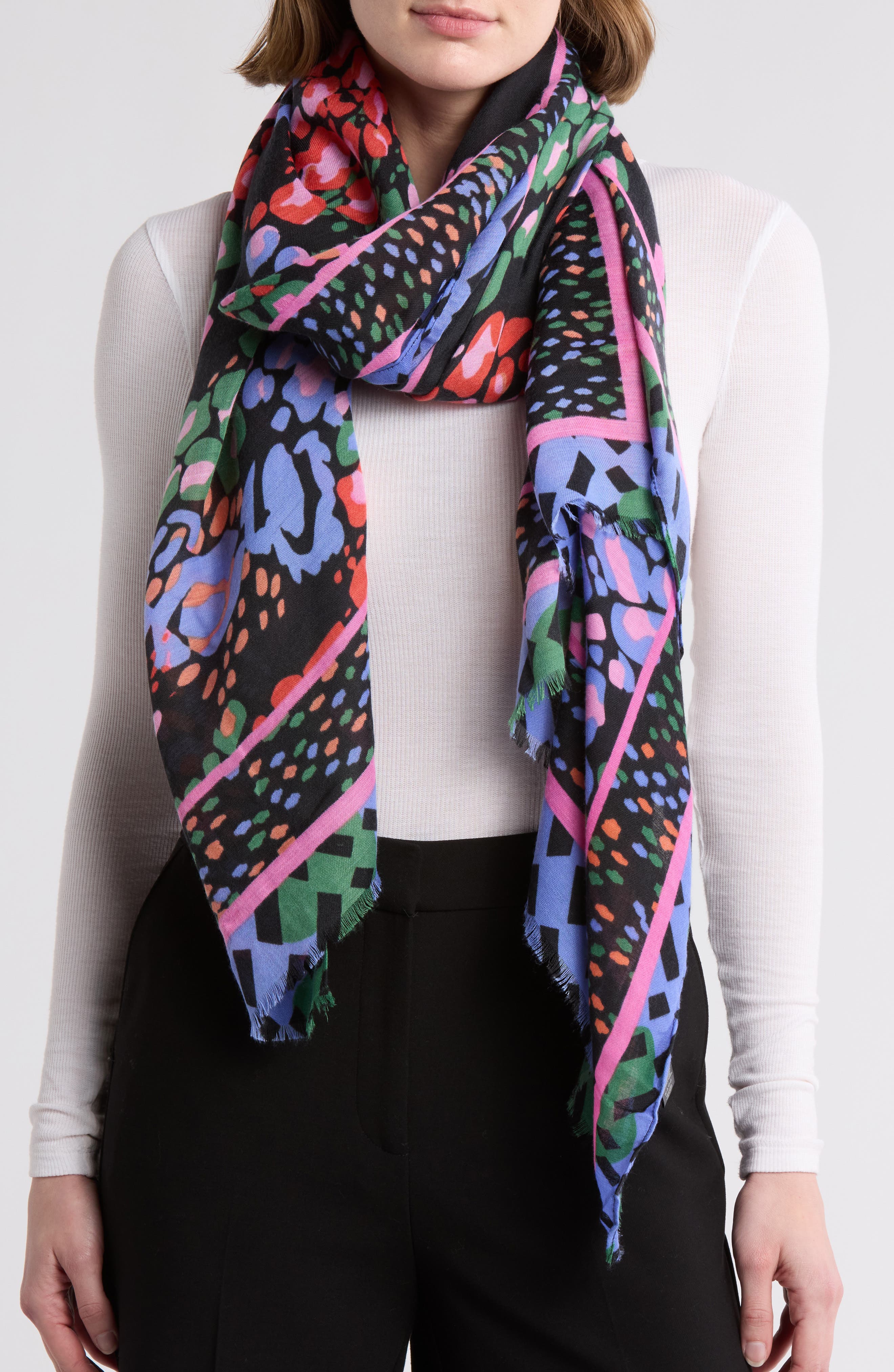 AREA STARS Leopard Border Scarf | Nordstromrack