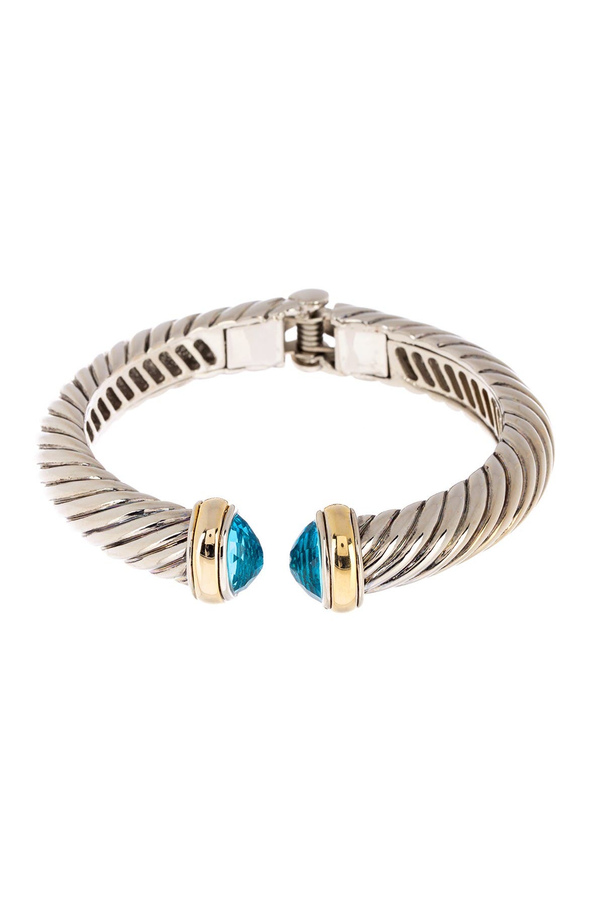 MESHMERISE Two-Tone Twisted Cable & Blue Topaz Cuff Bracelet ...