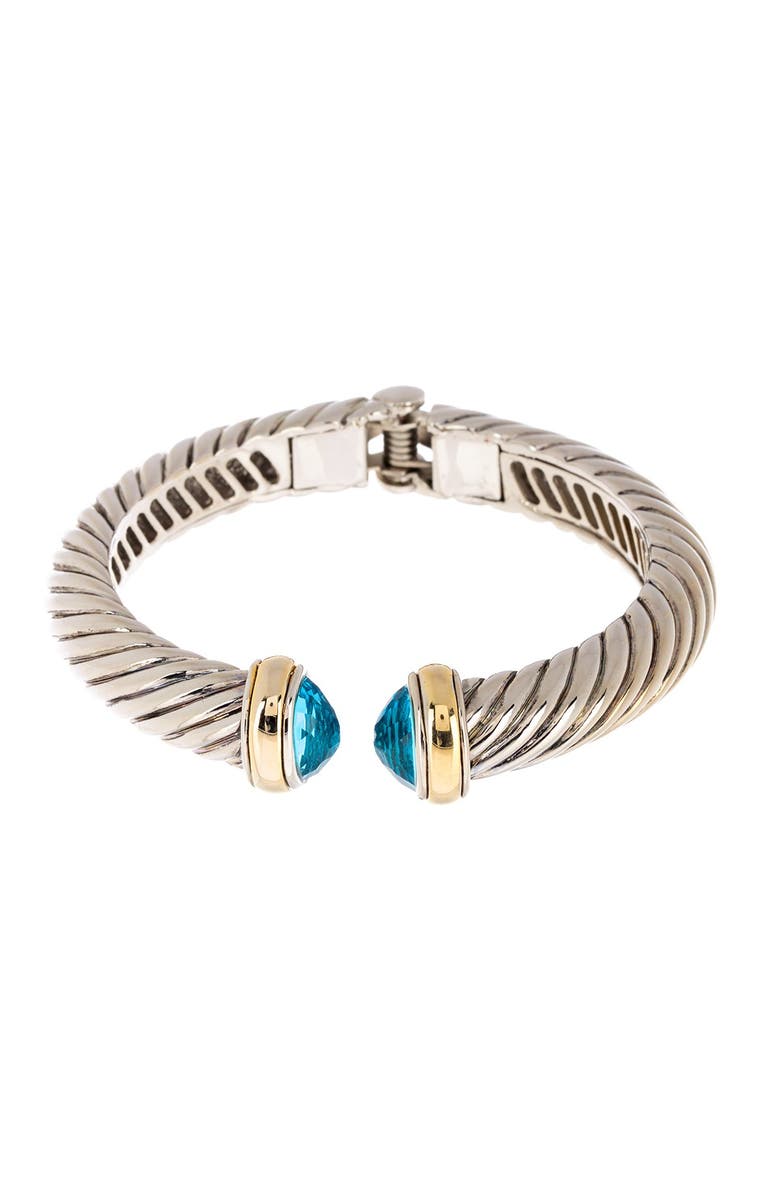 MESHMERISE Two-Tone Twisted Cable & Blue Topaz Cuff Bracelet ...