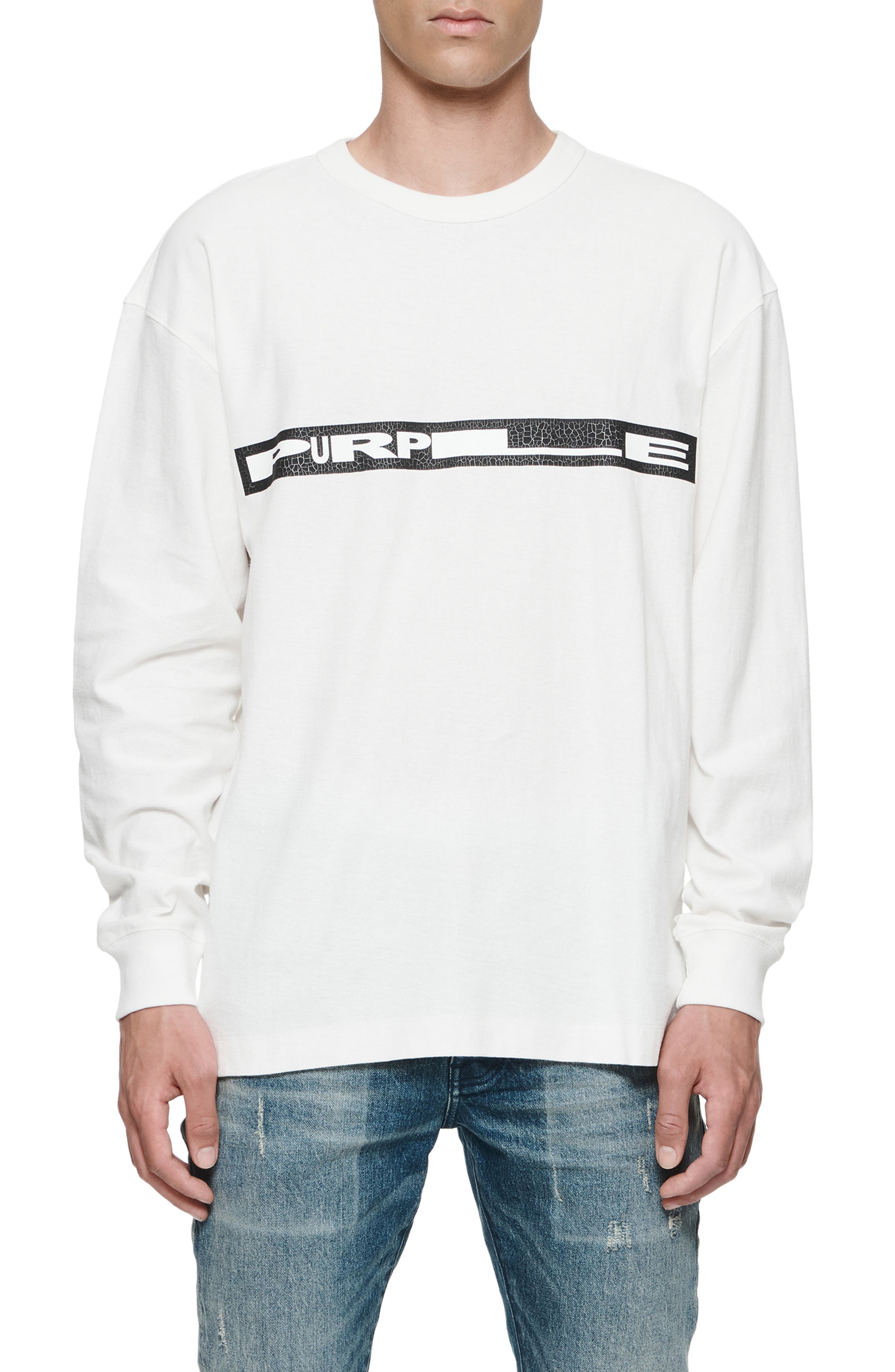 PURPLE BRAND Textured Logo Long Sleeve Graphic T-Shirt | Nordstromrack