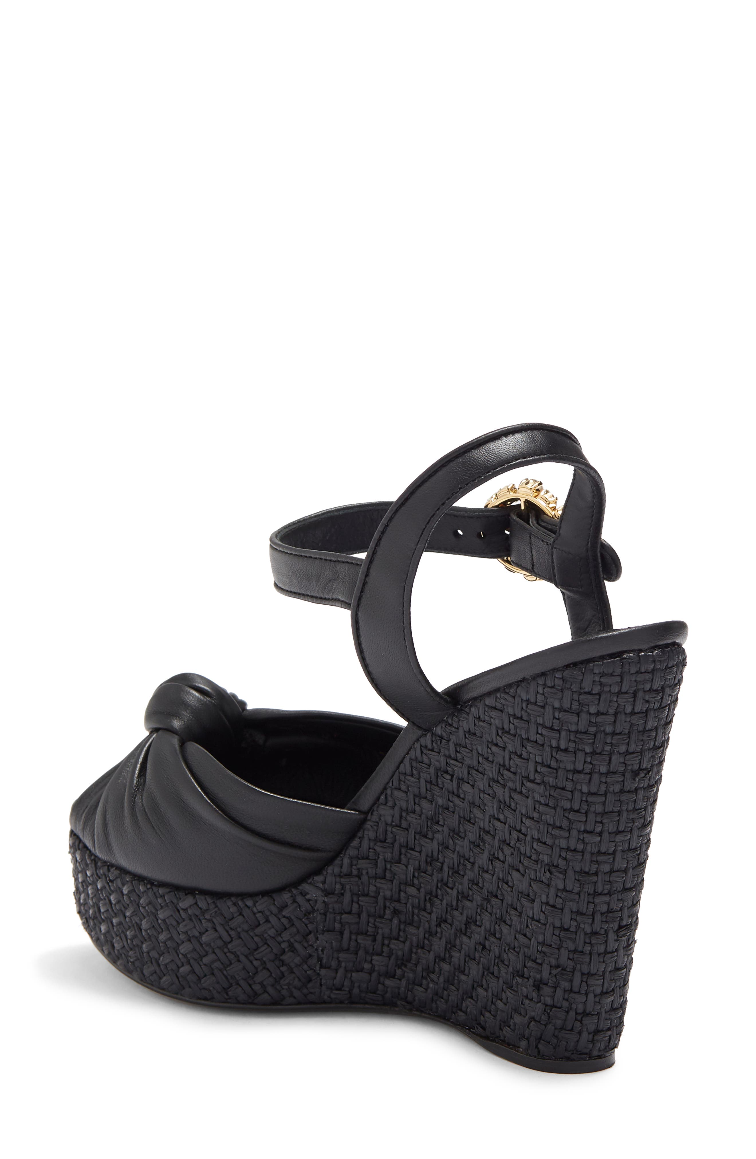 Dolce&Gabbana Knot Embellished Slingback Wedge Sandal (Women ...